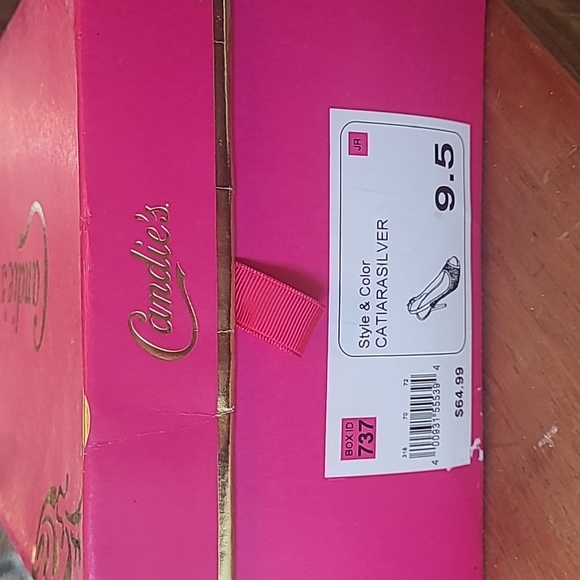 Candie's | Shoes | Candies Silver Satin Diamond Studded Slingback Open ...